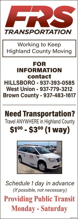 Providing Public Transit, FRS Transportation, Hillsboro, OH